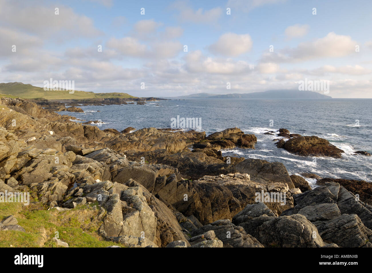 Coastline of Achill Island along the Atlantic Drive, with Clare Island ...