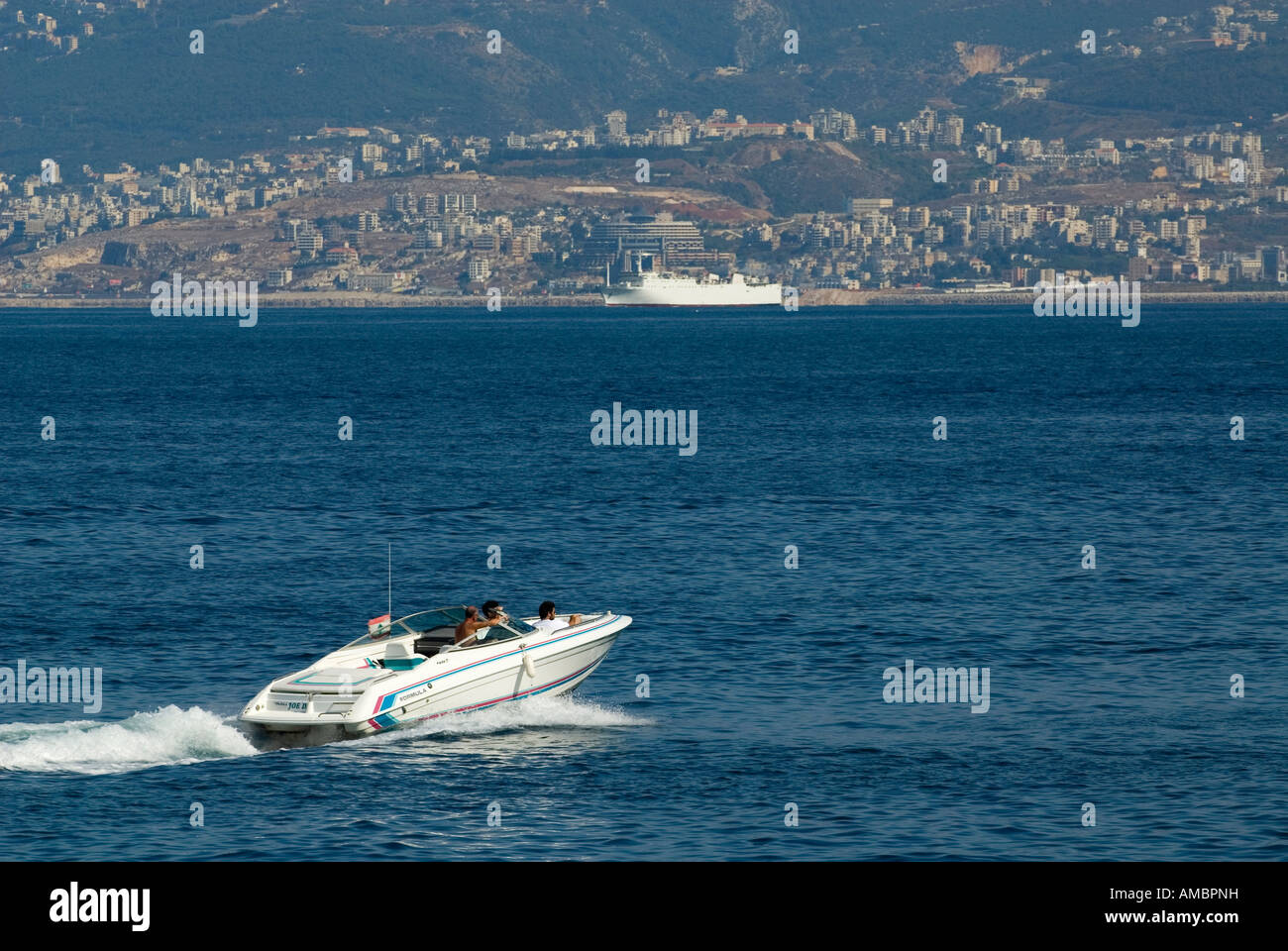 Mediterranean Sea speed boat Stock Photo - Alamy