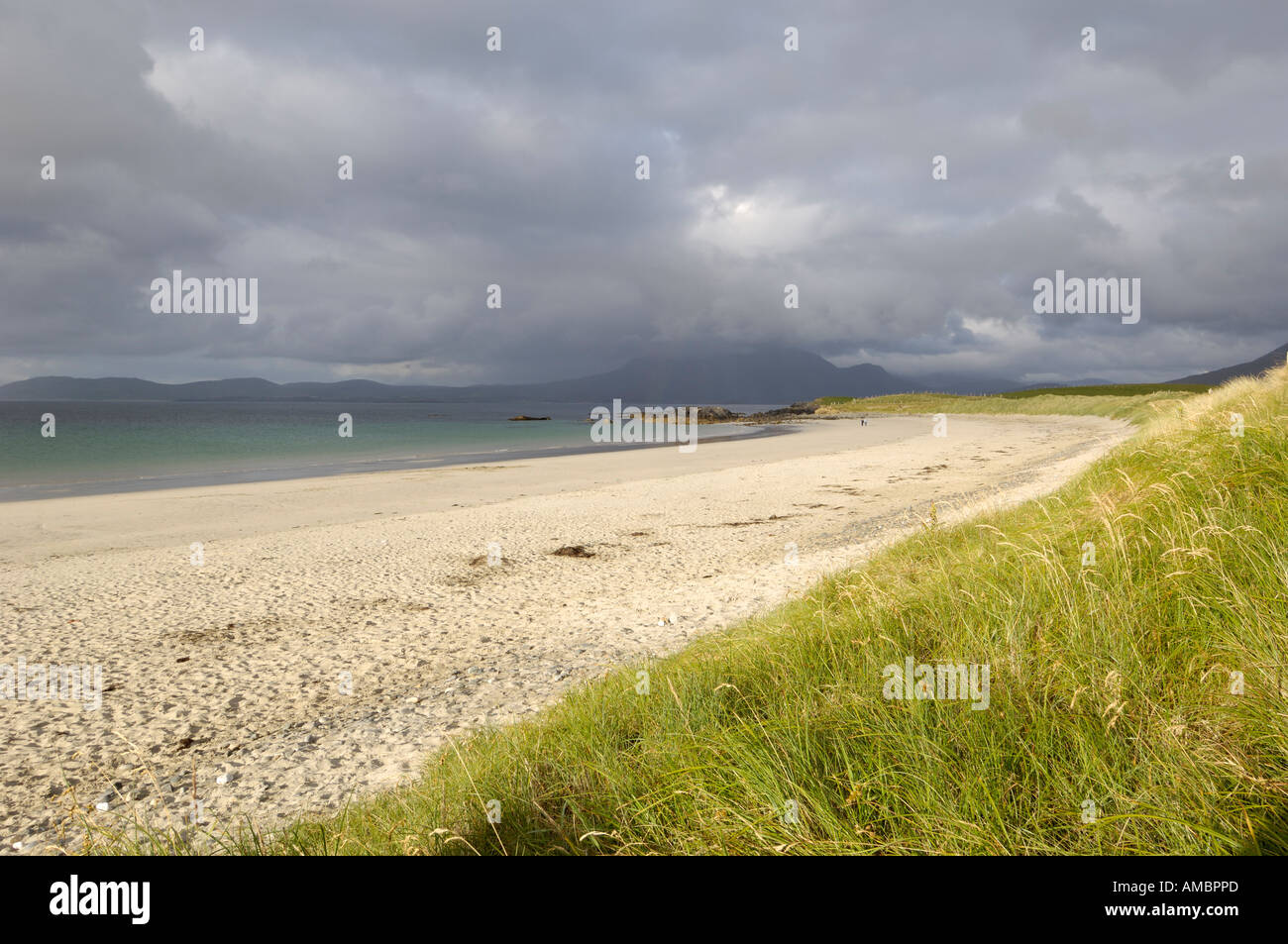 White sand beach, near Tully Cross, Connemara, County Galway, Ireland ...