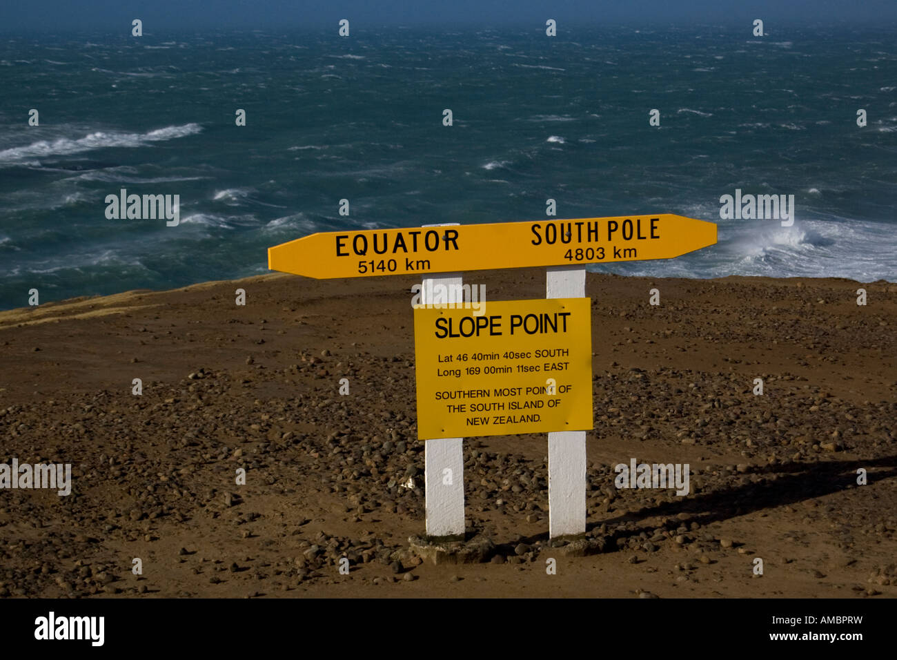 Sign slope point south island hi-res stock photography and images - Alamy