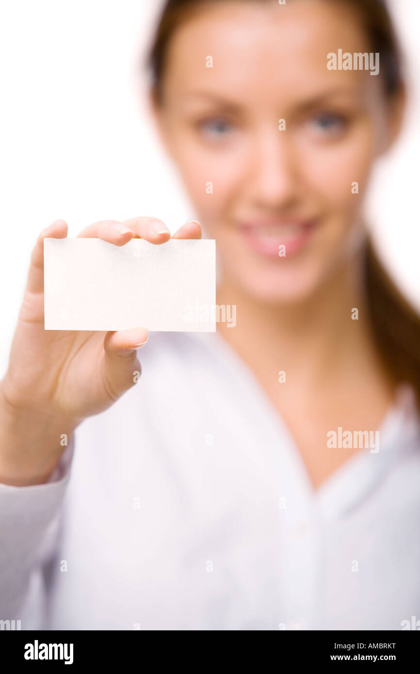 girl with a card Stock Photo - Alamy