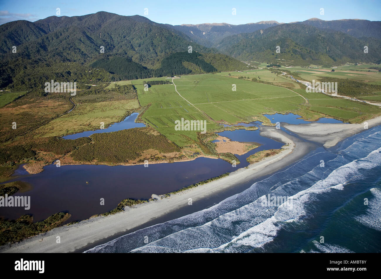 Pakiroa Beach and Farmland near Punakaiki West Coast South Island New ...