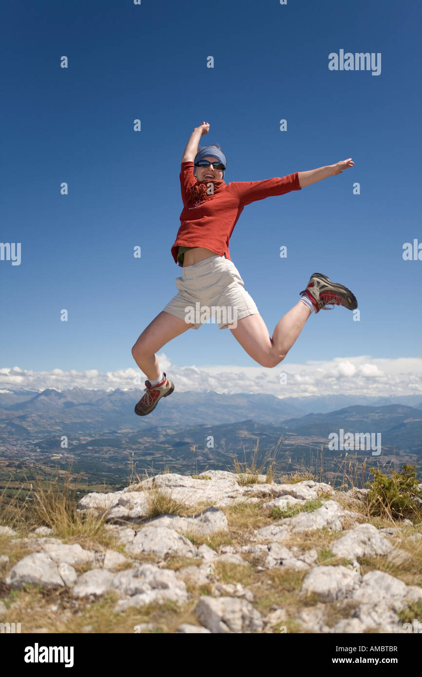 Having fun on top of the hill Stock Photo - Alamy