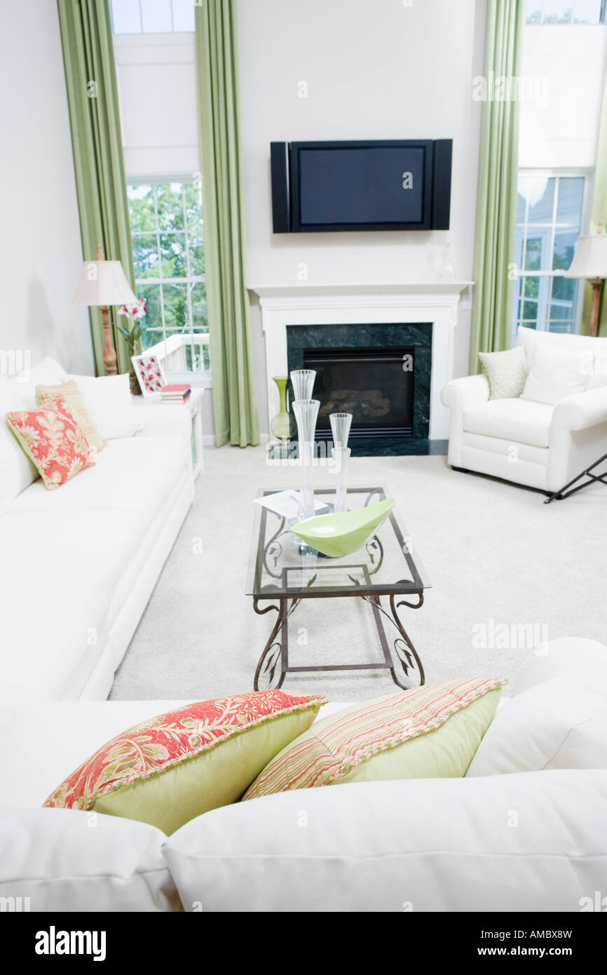 High angle view of interiors of a living room Stock Photo - Alamy