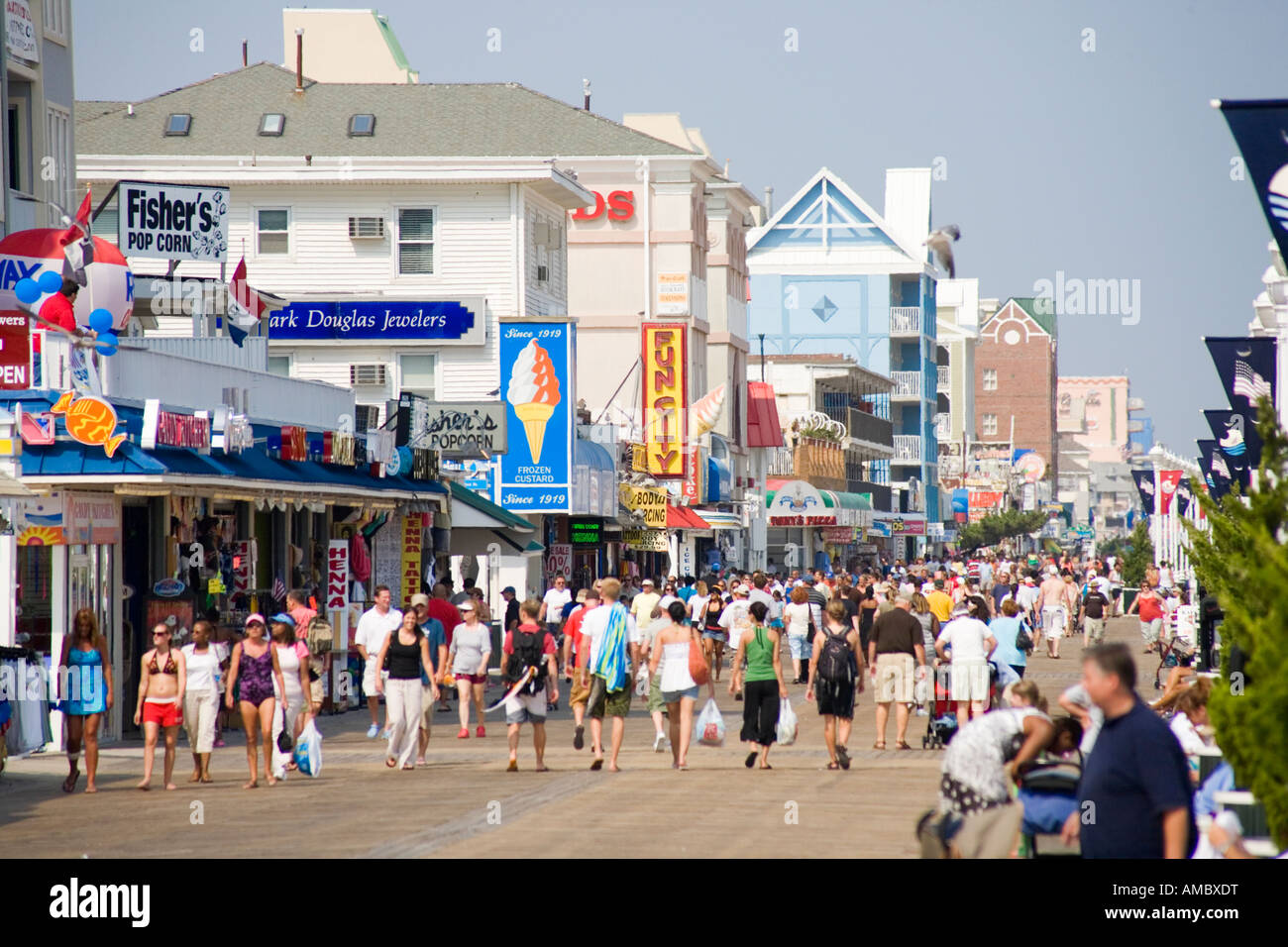 A crowded boardwalk in Ocean City Maryland USA Stock Photo - Alamy
