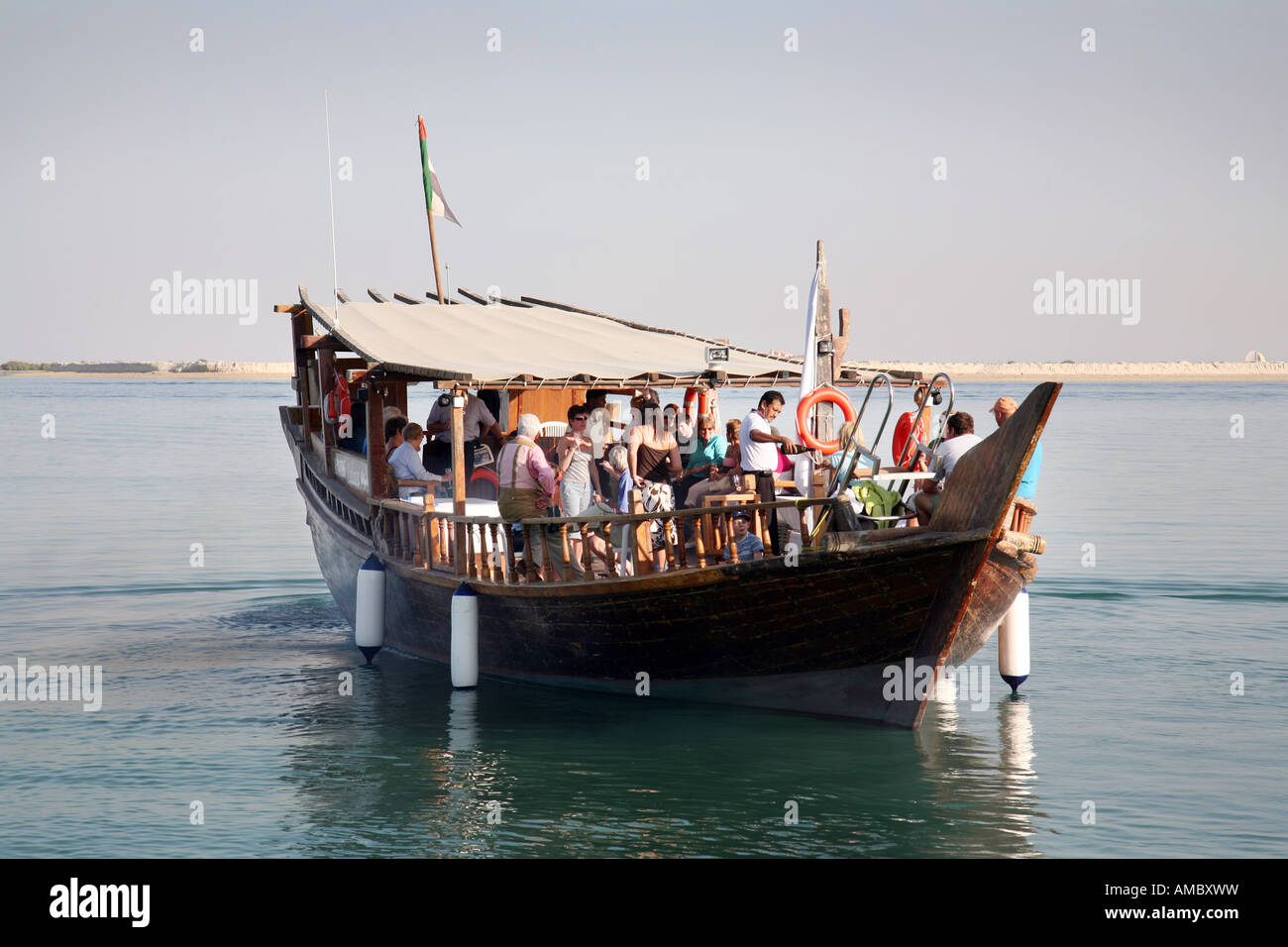 A boat party on board a traditional dhow, Abu Dhabi, UAE Stock Photo ...