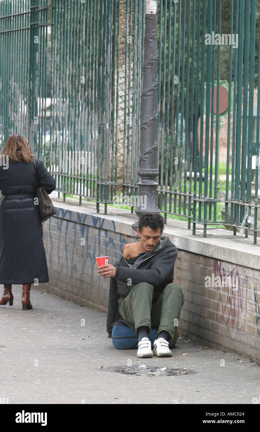 Beggar on the Streets of Rome Italy Stock Photo - Alamy