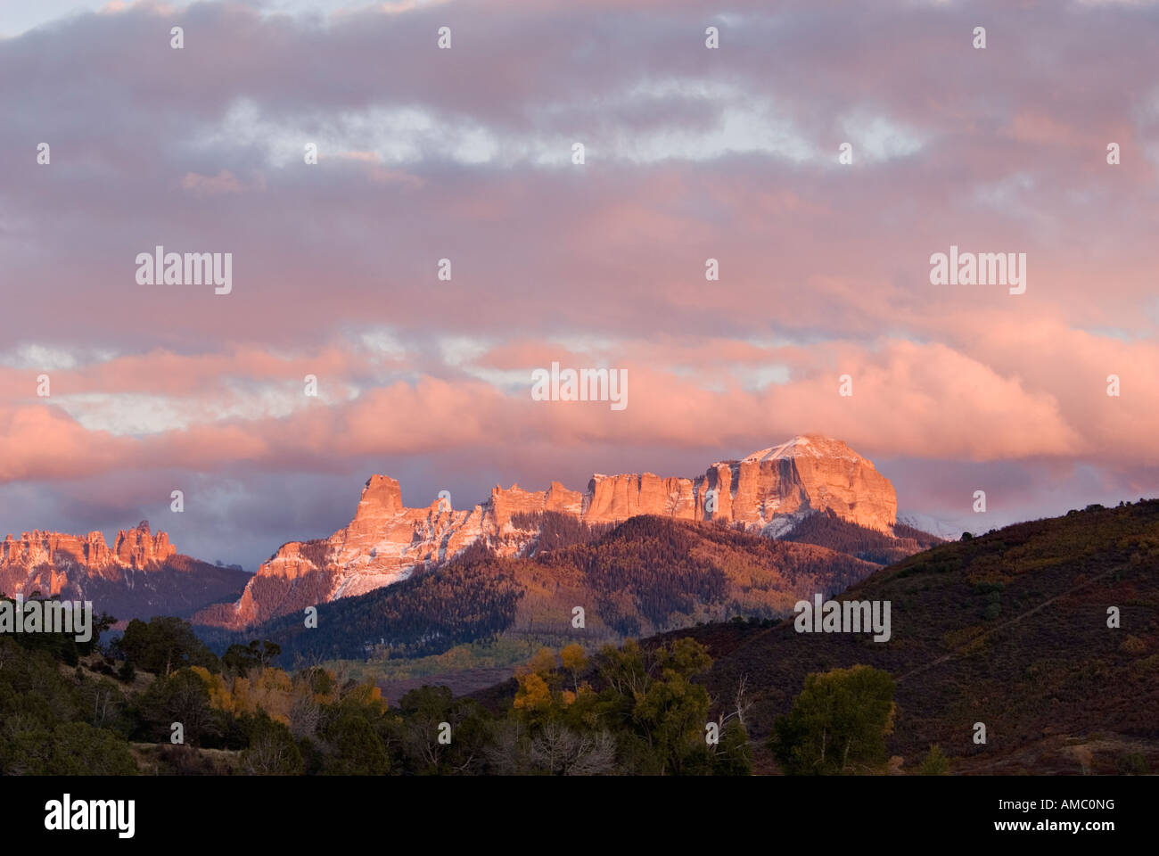 Sunset Reflected off of the Cimarron Mountain Range in the Uncompahgre ...
