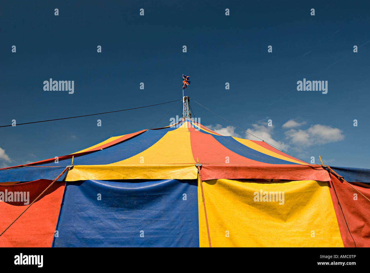 circus big top bright coloured with red yellow and blue with british ...