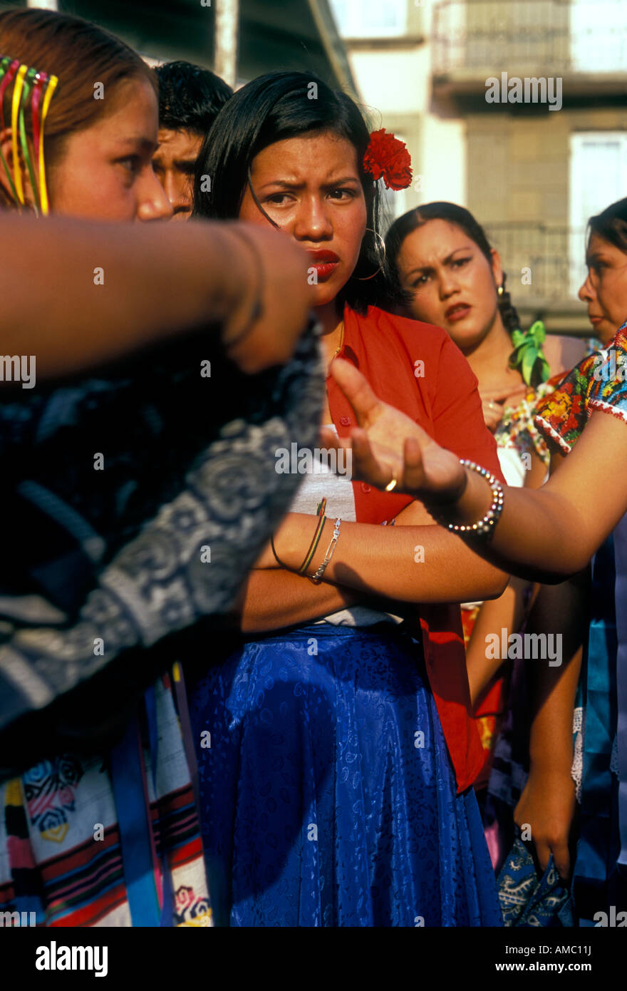 Mexican people person young females teen teenage girls teenagers at Guelaguetza Festival Oaxaca ...