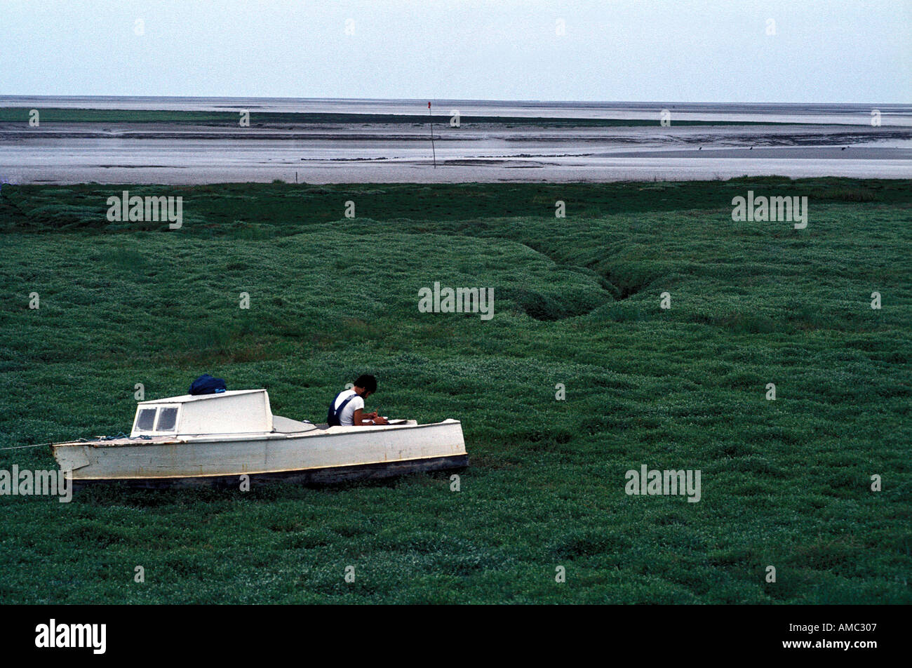 Boat on Grass Stock Photo - Alamy