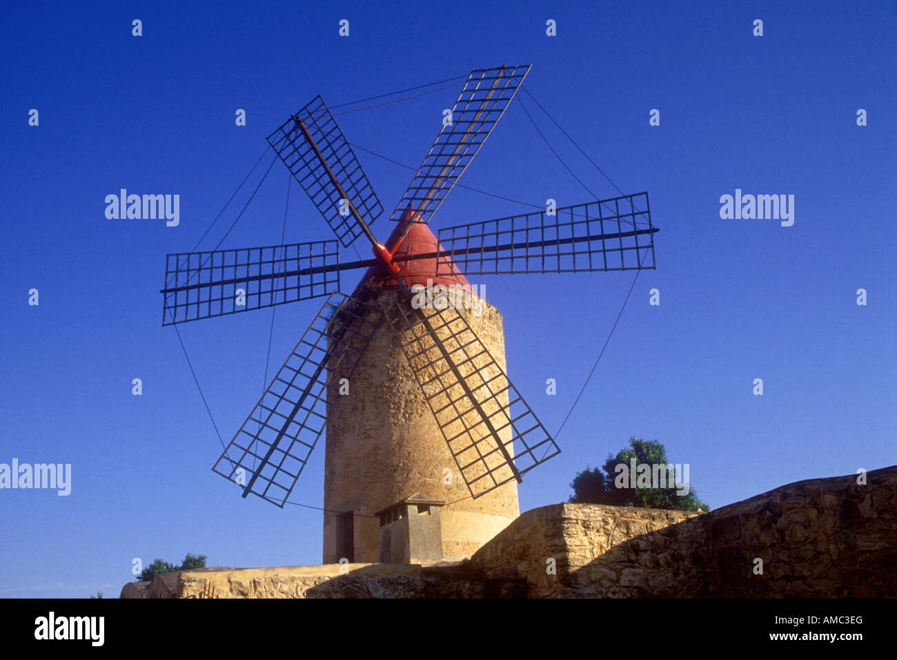 Restored windmill on the island of Majorca Stock Photo - Alamy