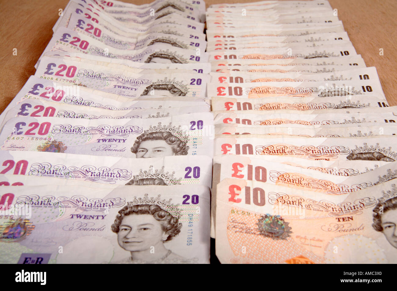 Paper money £10 £20 notes banknotes Stirling Stock Photo - Alamy