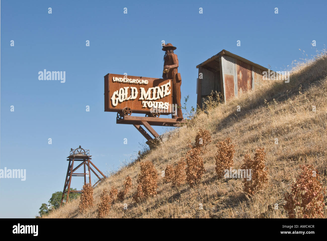 California Gold Country Amador County Sutter Gold Mine entrance sign ...