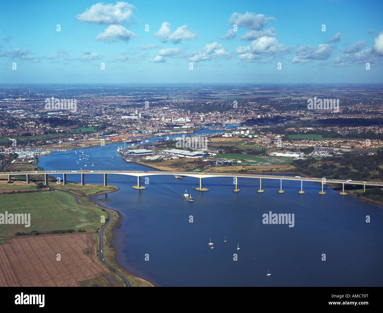 aerial view of the orwell bridge, ipswich, suffolk, england Stock Photo ...