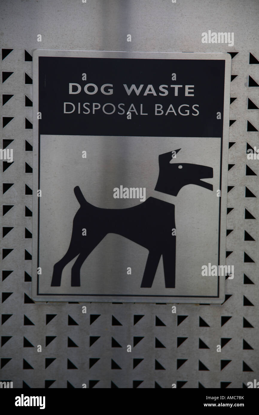 Dog waste bin symbol at The Docklands Melbourne Australia Stock Photo ...
