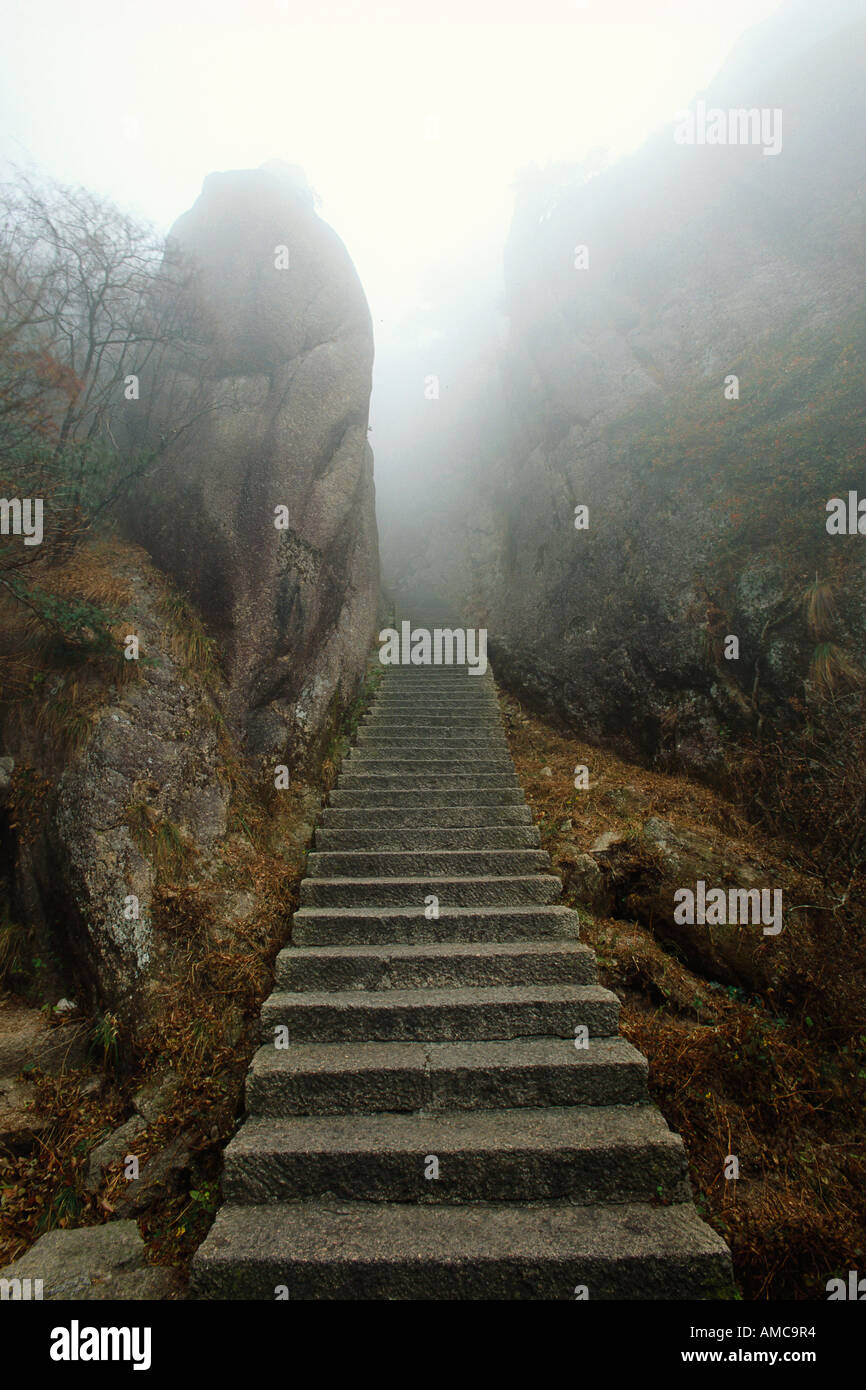 Mountain Staircase, Mount Huangshan, Yellow Mountains, Anhui Province ...