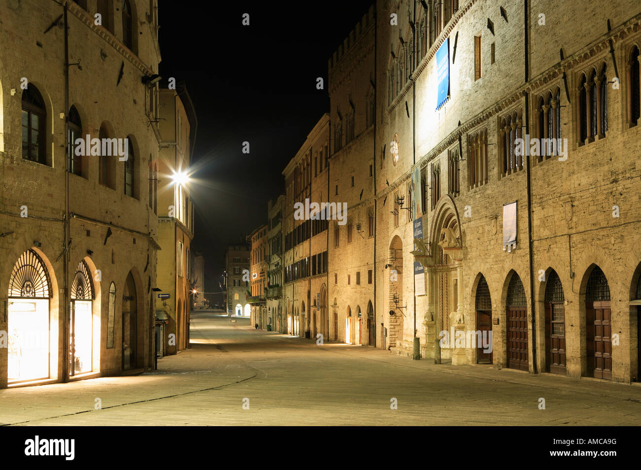 Perugia At Night Stock Photo - Alamy