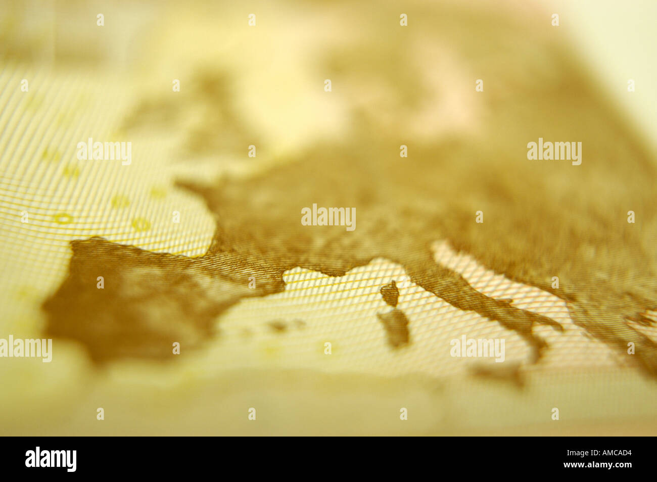 Map of Europe gold note currency horizontal Stock Photo - Alamy