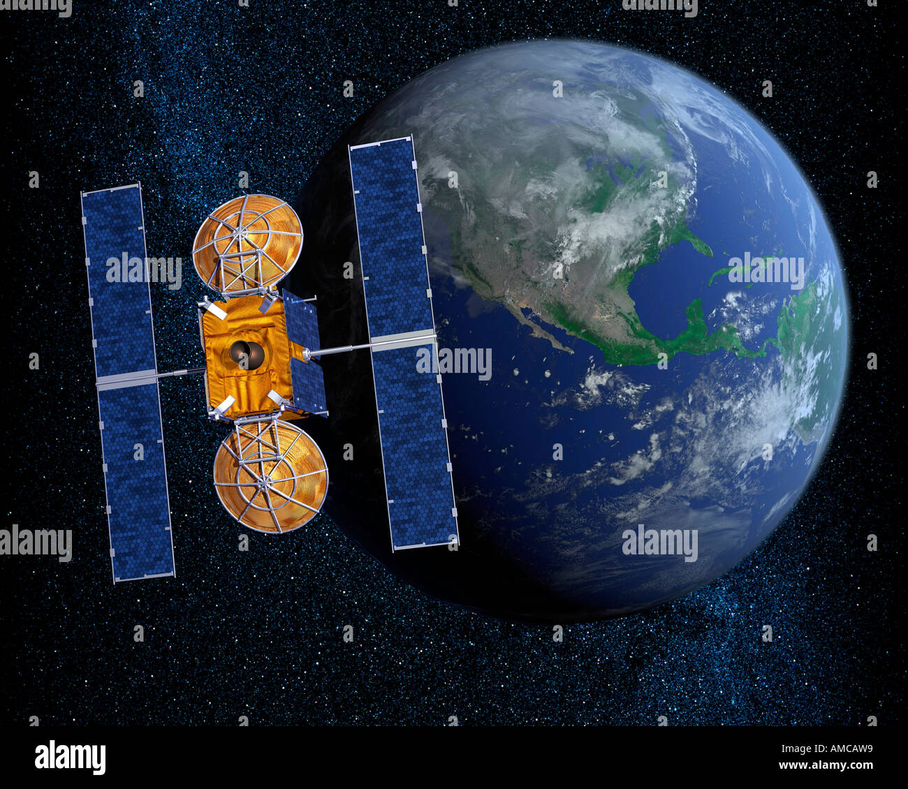 Comunication Satellite Above Earth Stock Photo - Alamy