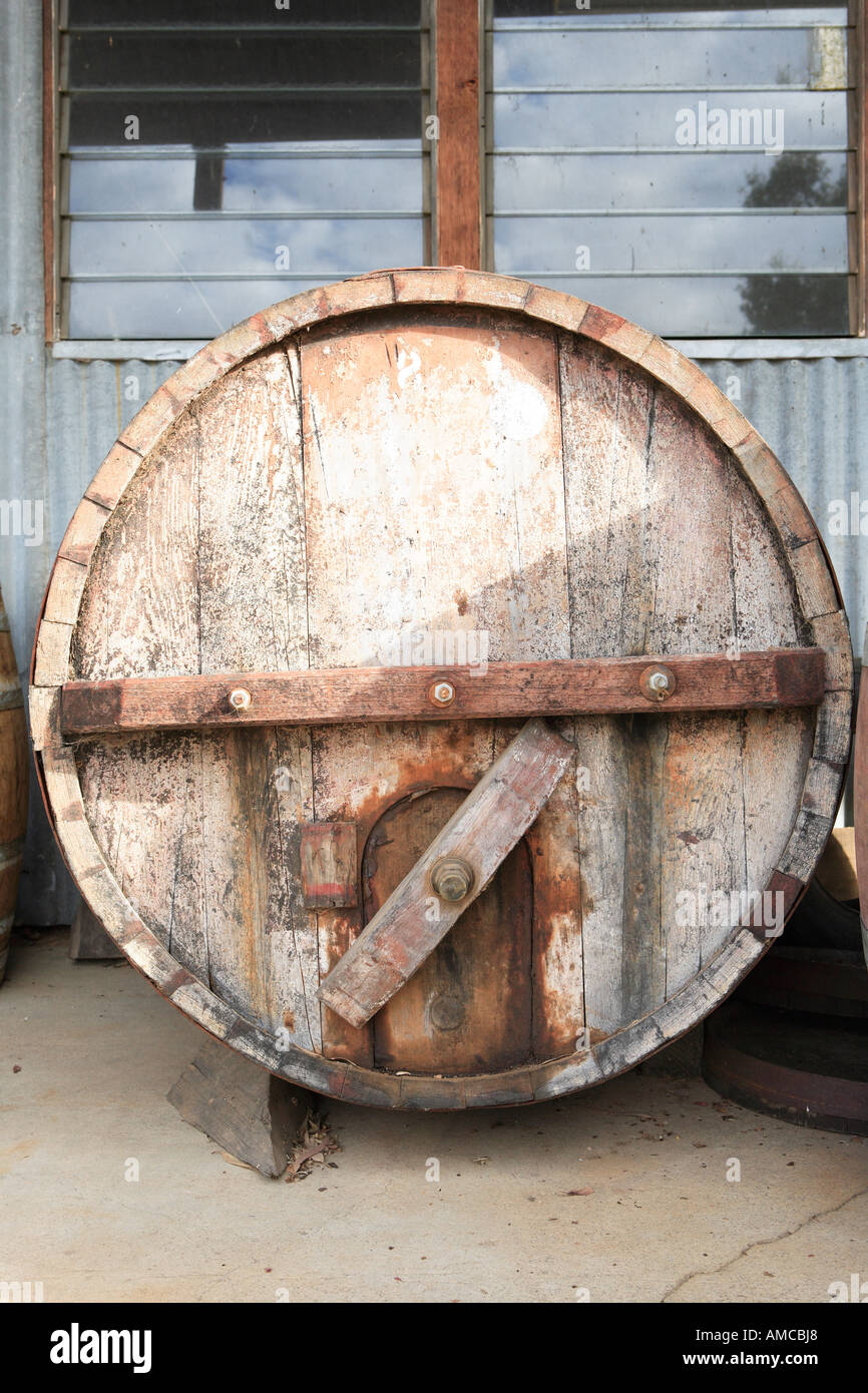 Head and door of large cask lying on its side detail Rutherglen ...