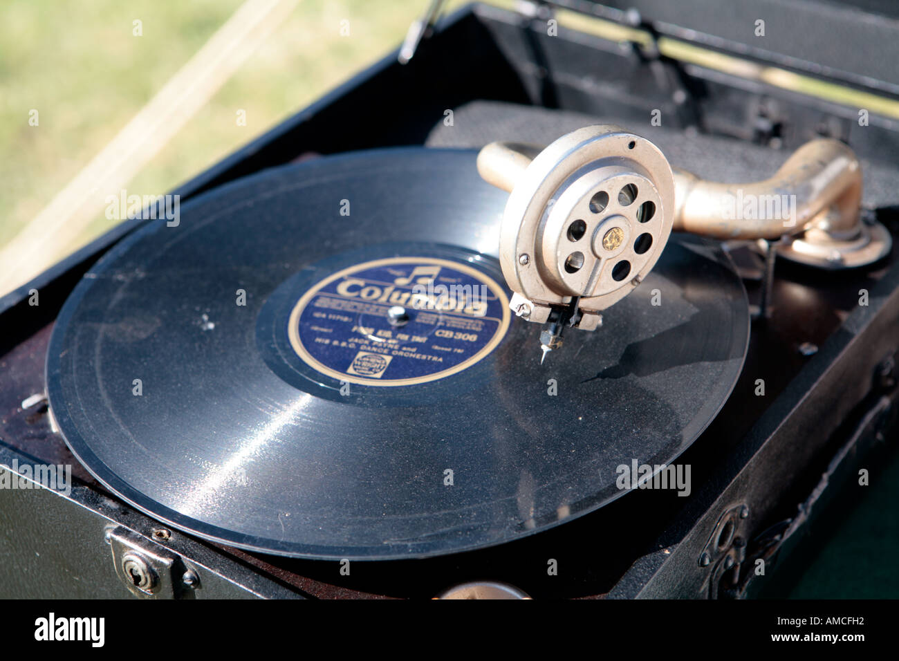 Old gramophone record player Stock Photo - Alamy