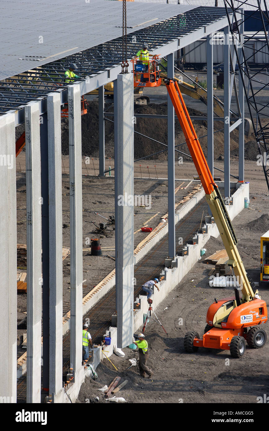 Warehouse Construction Using Prefabricated Concrete Wall Sections Stock ...