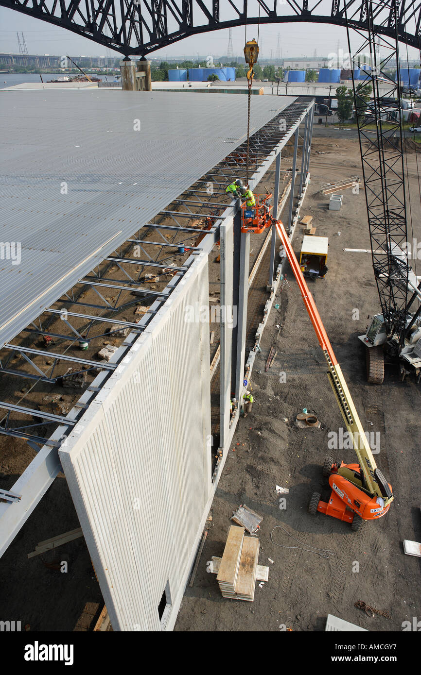 Warehouse Construction Using Prefabricated Concrete Wall Sections Stock ...