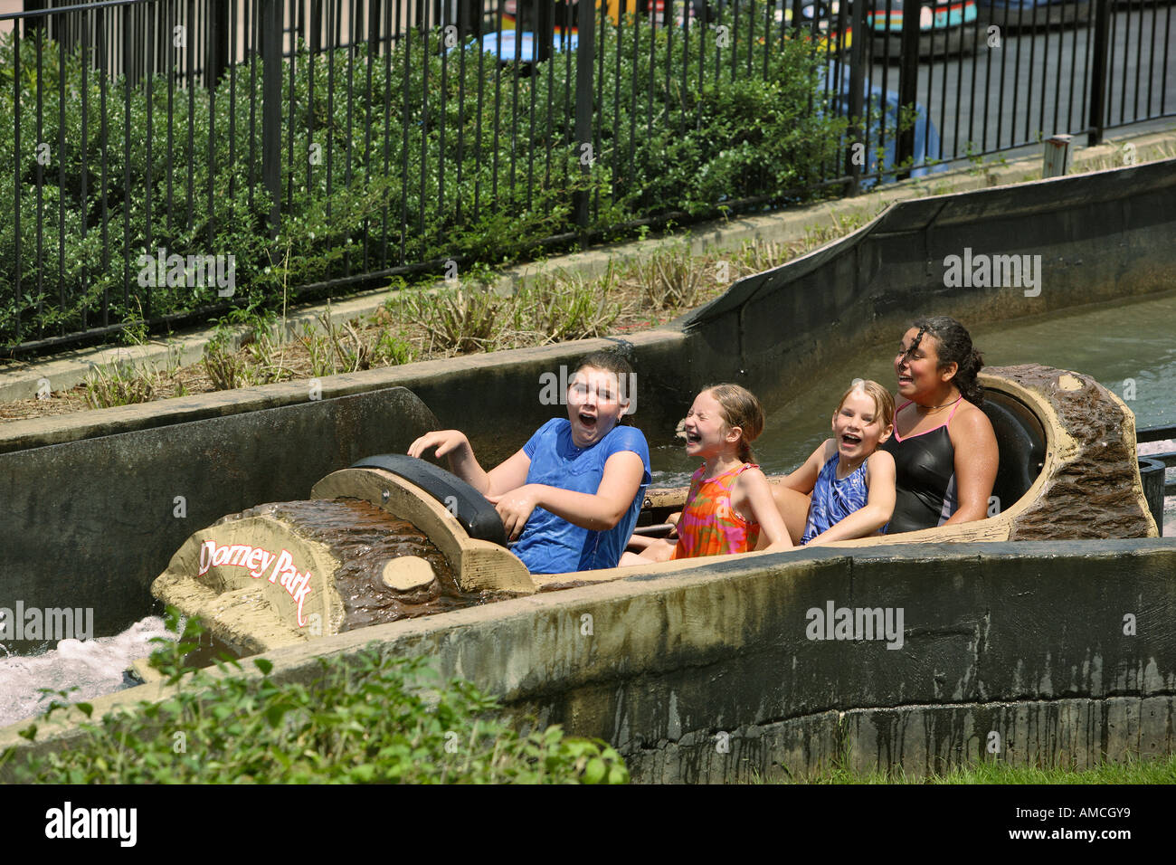 Water Ride at Theme Park Stock Photo - Alamy