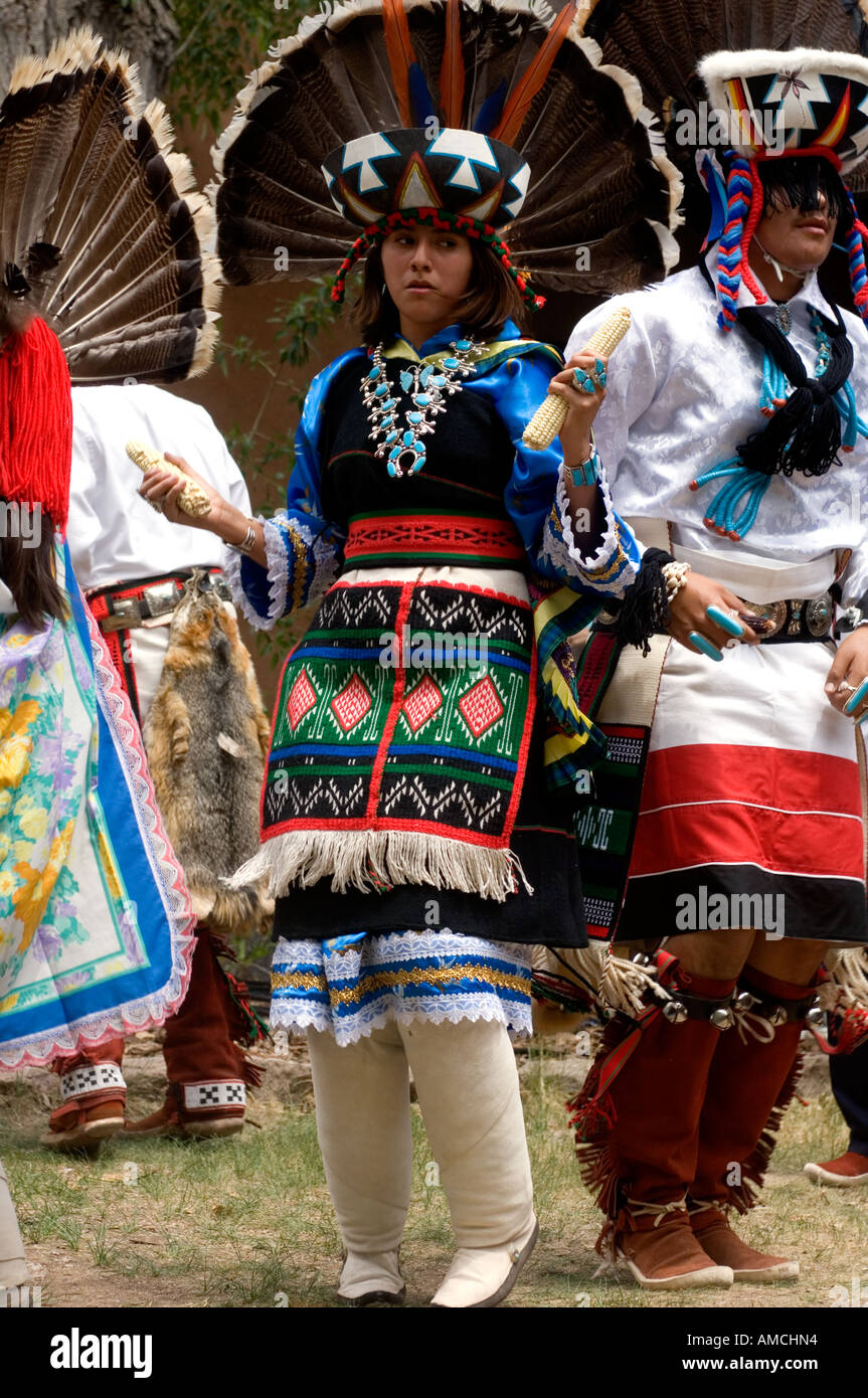 Zuni Pueblo Dancers preforming traditional dances at Bandelier National ...