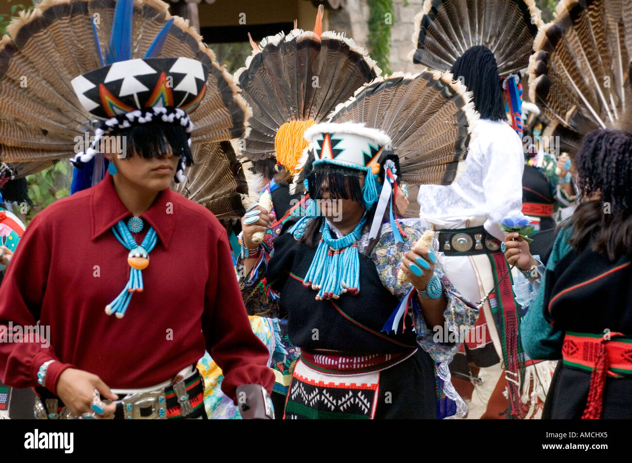 Zuni Pueblo Dancers preforming traditional dances at Bandelier National ...