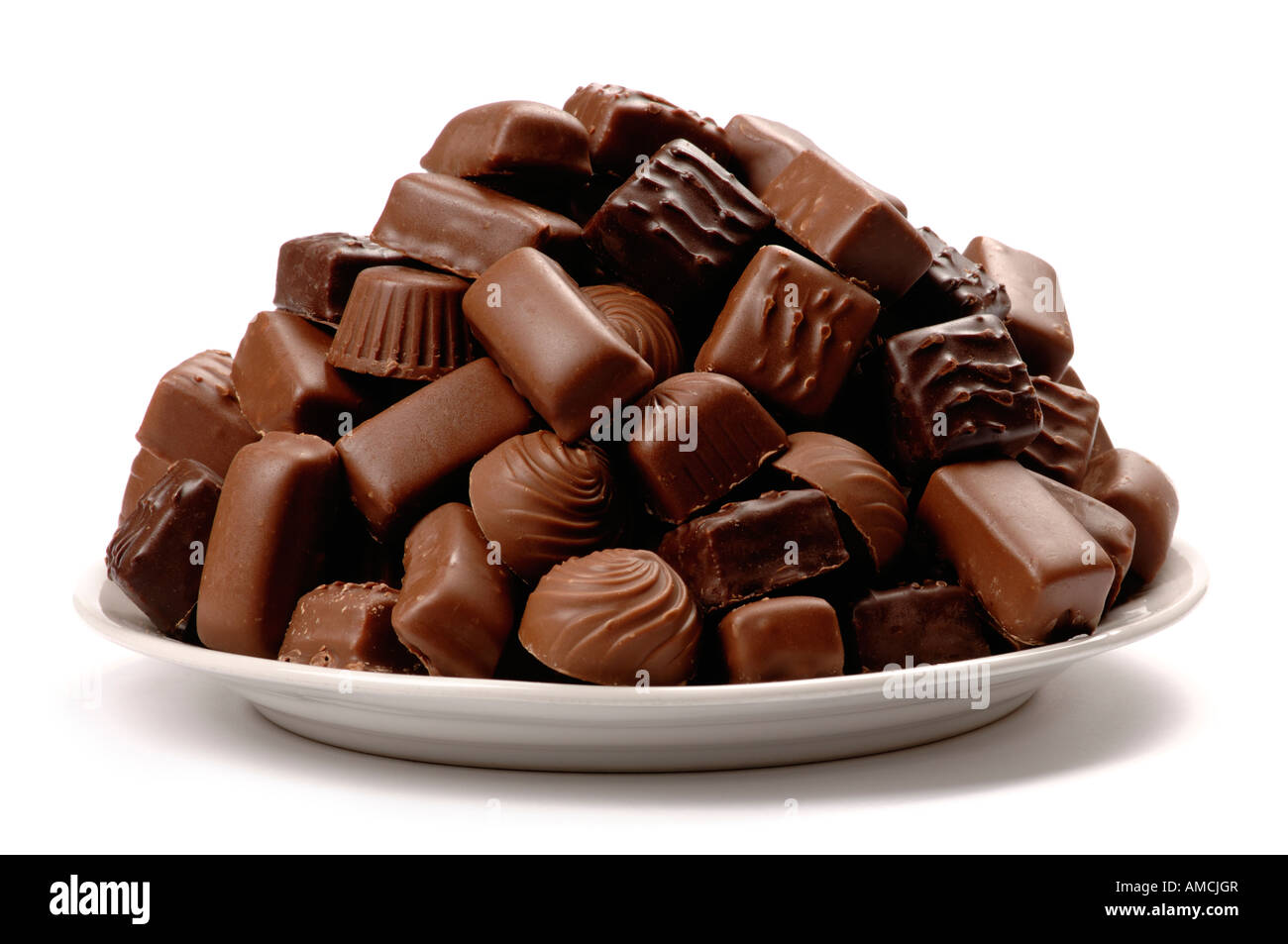Plate of chocolate sweets Stock Photo - Alamy