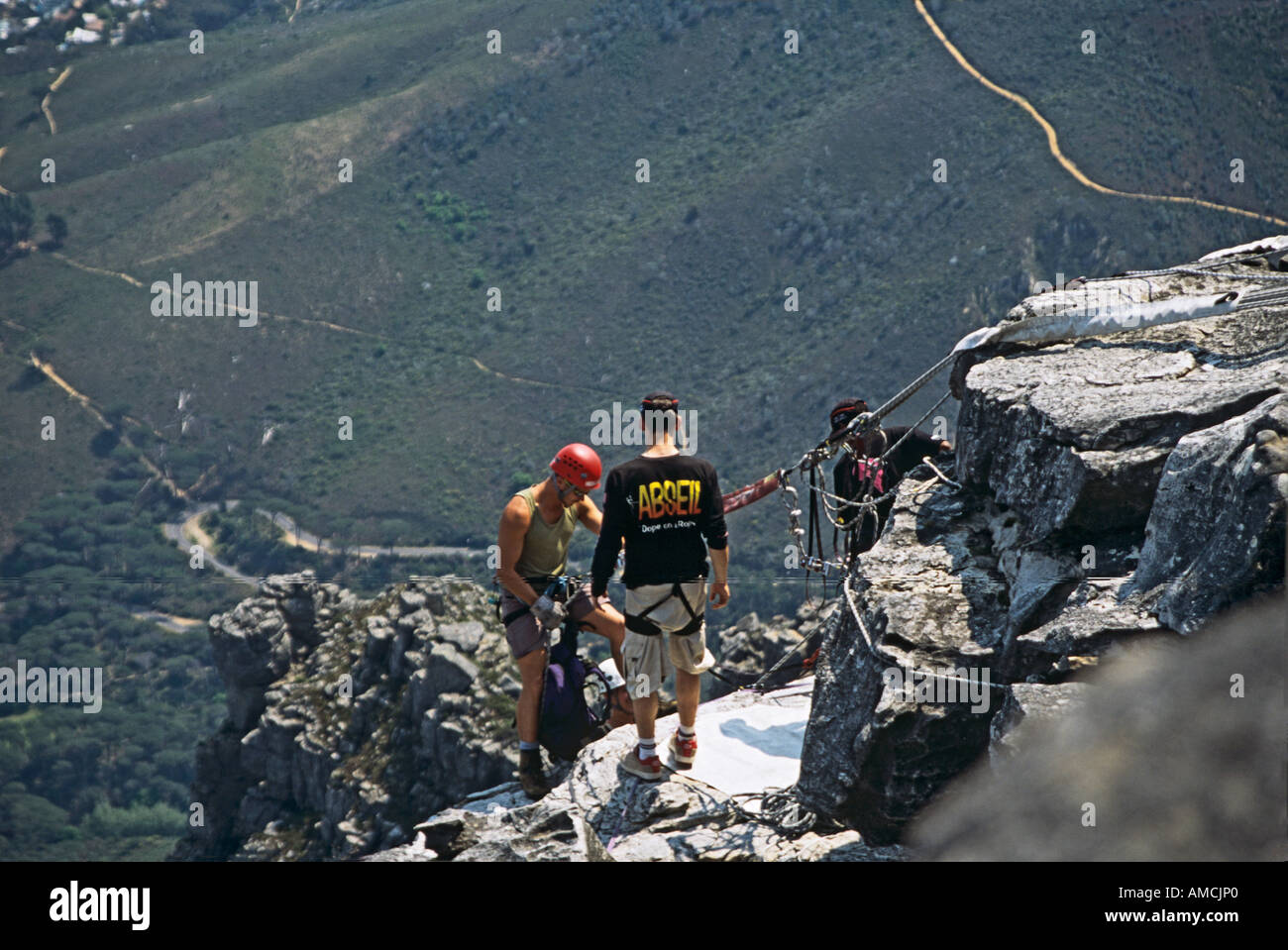 CAPE TOWN SOUTH AFRICA October Abseiling from the top of Table Mountain ...