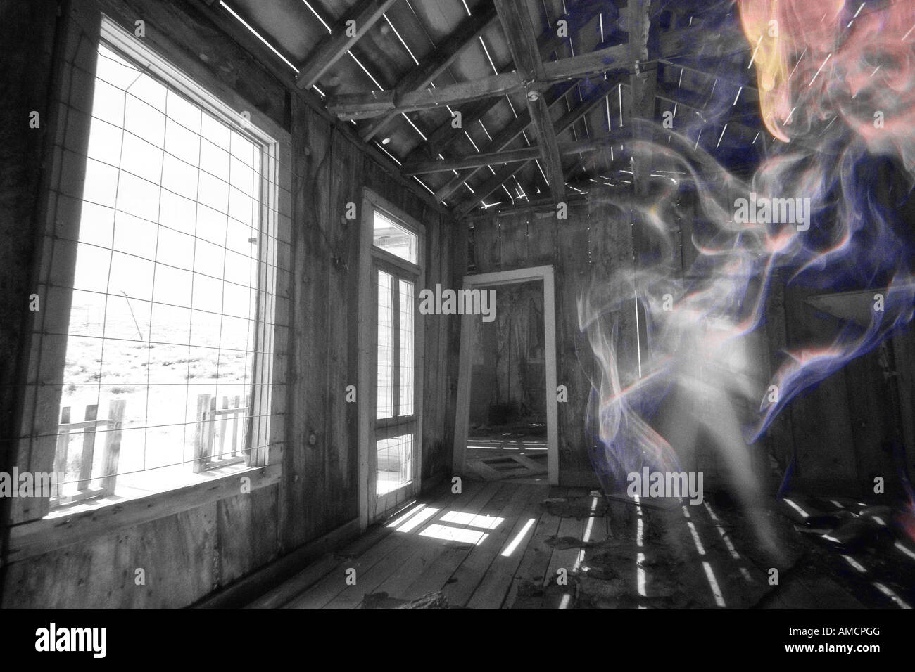 Ghost in a burned out building Stock Photo - Alamy