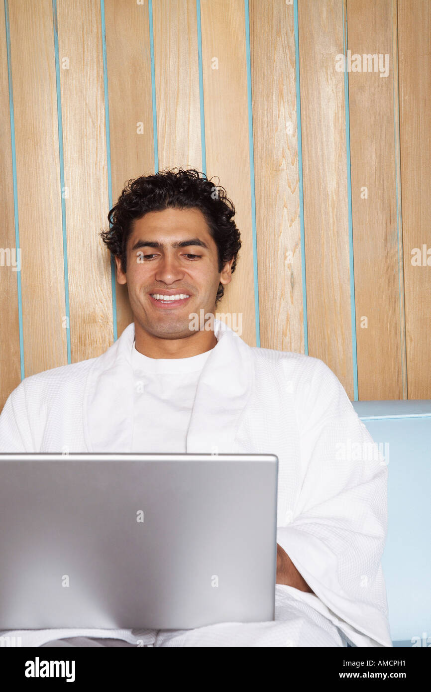 Reading from lap top hi-res stock photography and images - Alamy