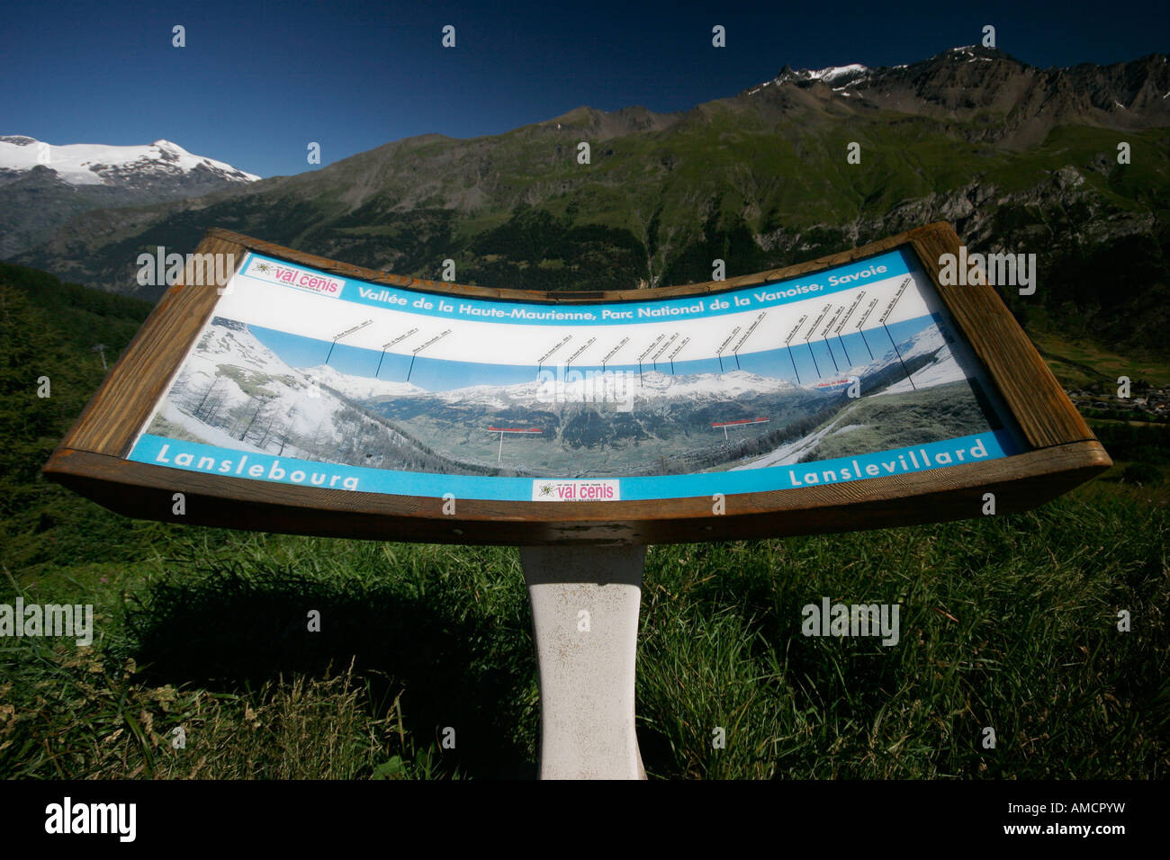 Panoramic table of the Vanoise mountains. Mont Cenis, France Stock ...