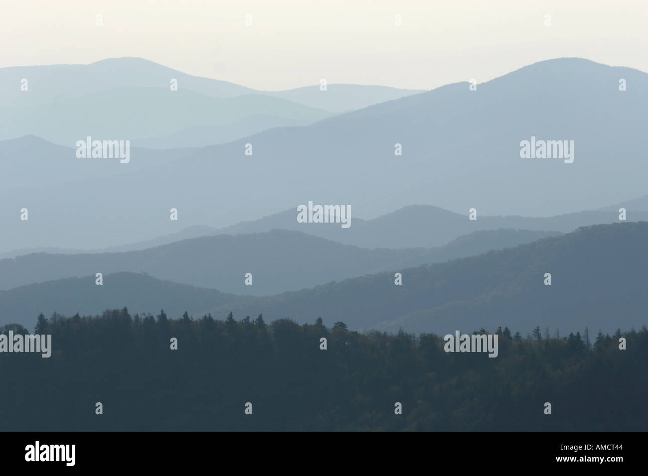 great smoky mountain national park ridges fog Stock Photo - Alamy