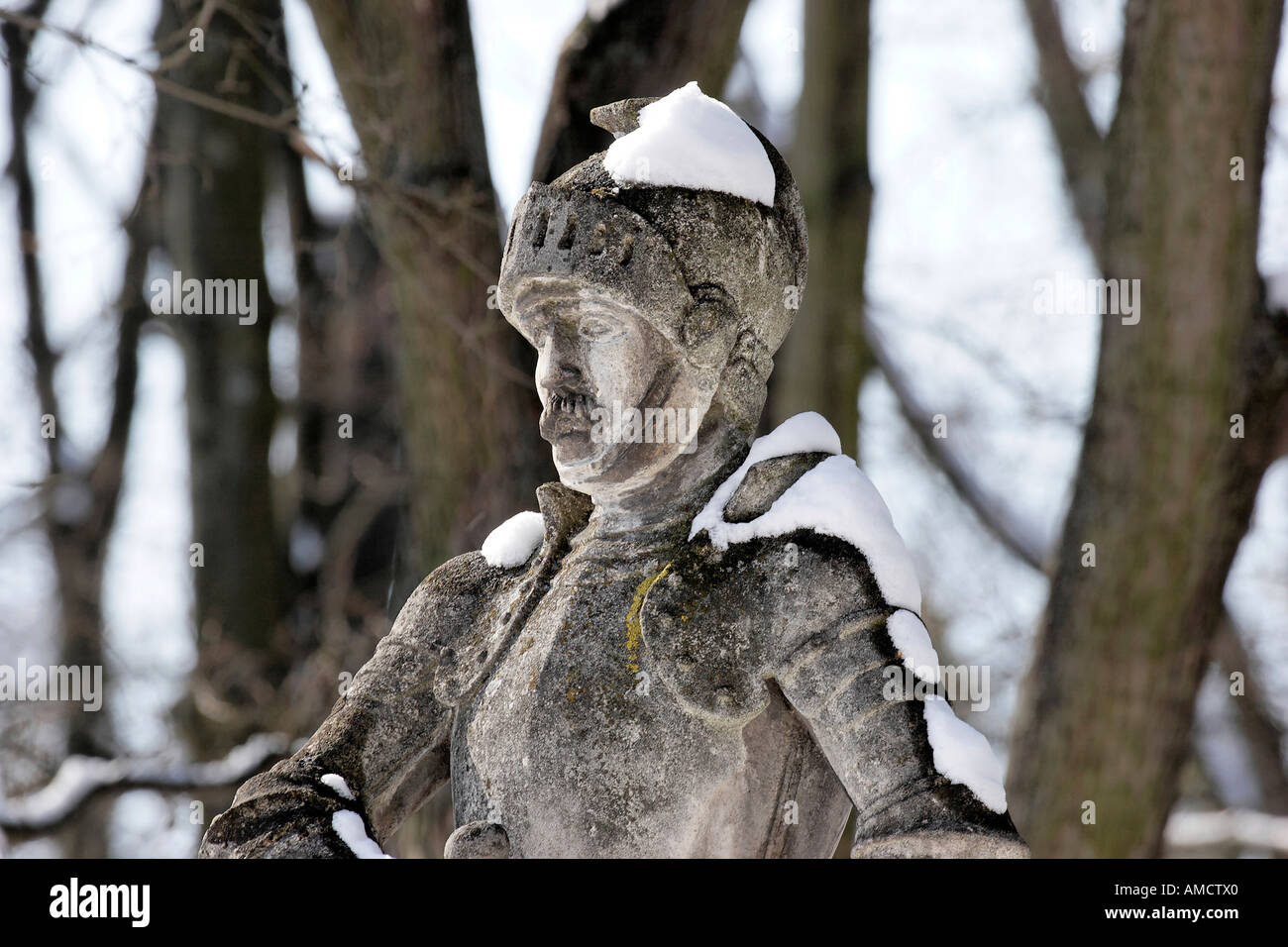 Statue in snow close up Stock Photo - Alamy
