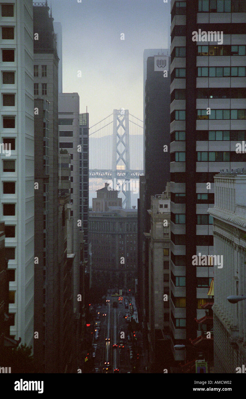 View from Powell Street to Bay Bridge and Financial District in San ...