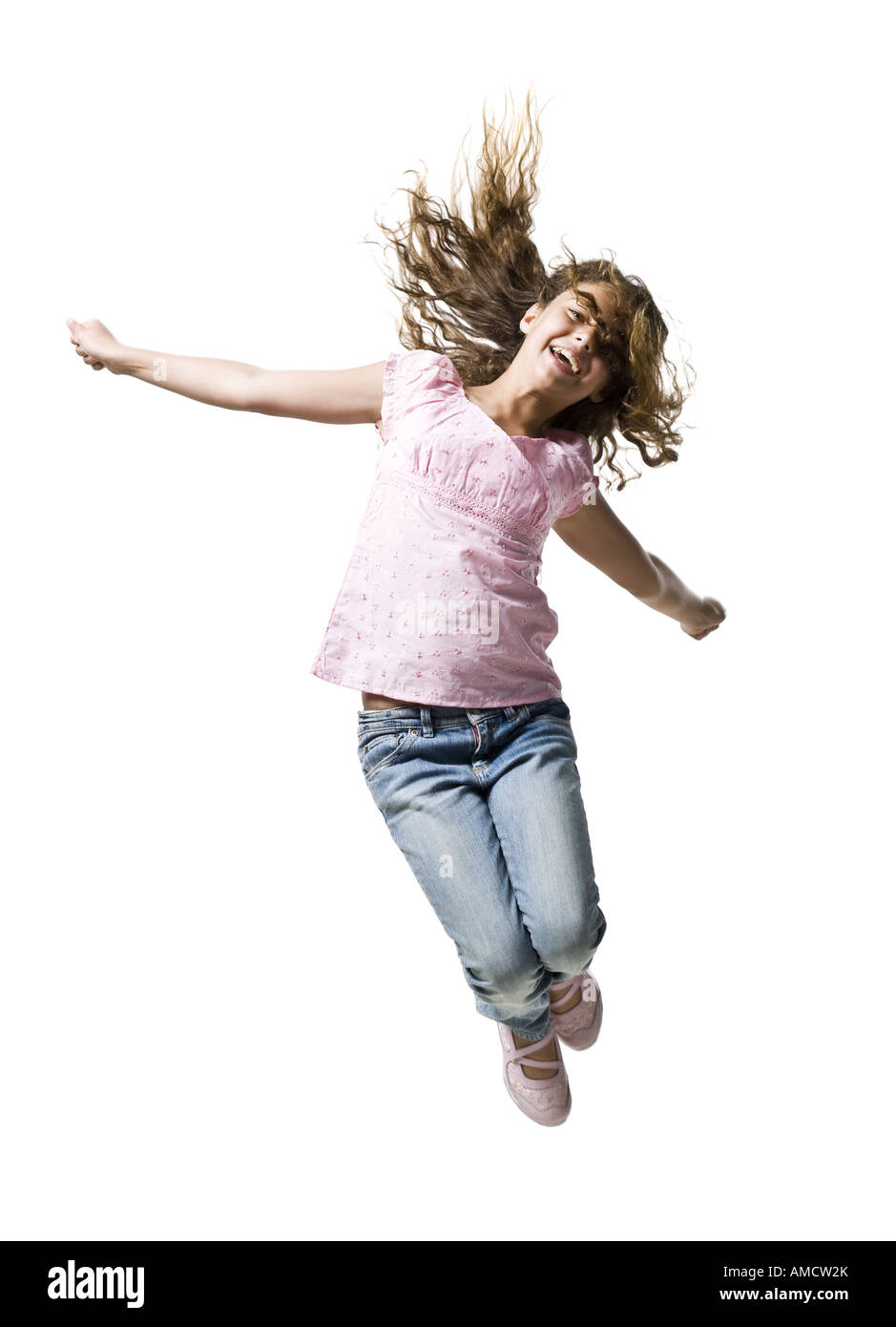 Girl having fun jumping Cut Out Stock Images & Pictures - Alamy