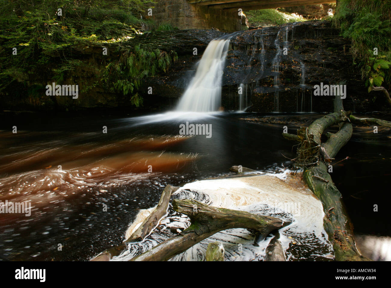 Waterfall and Pollution in Rural Stream Stock Photo - Alamy