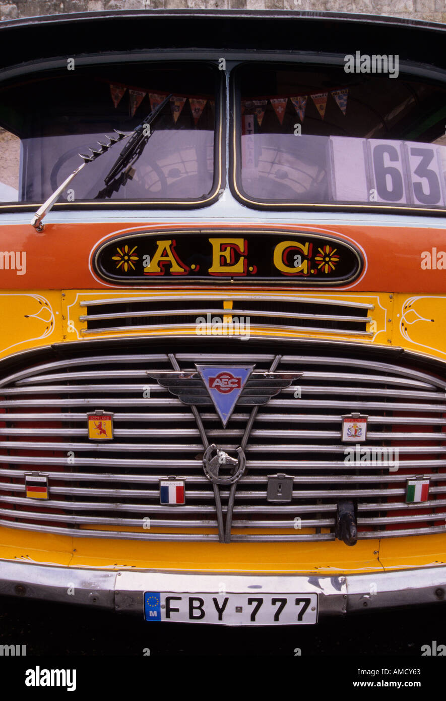 front view of an old Maltese bus Valletta Malta Stock Photo - Alamy
