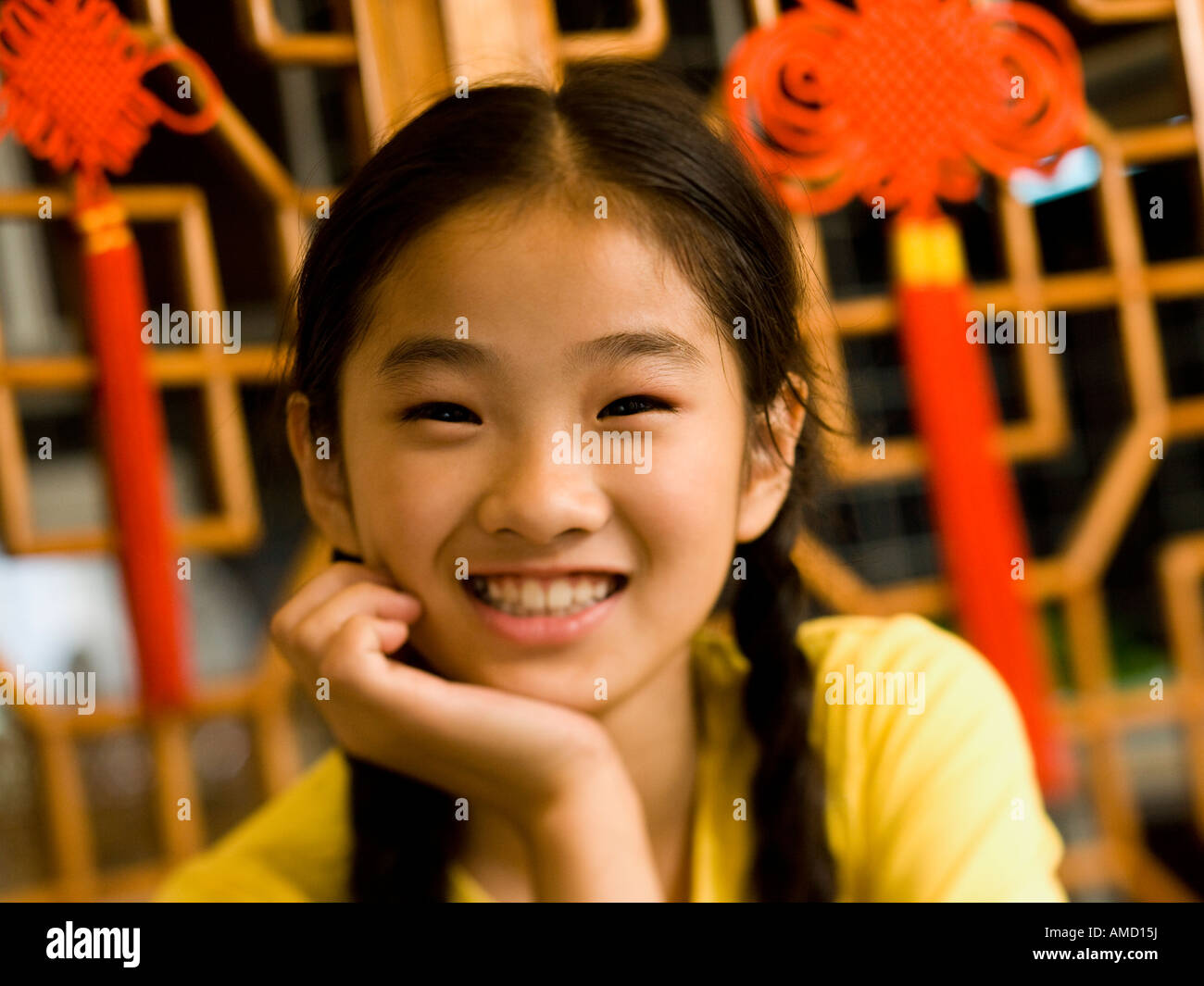Happy girl posing smiling camera hi-res stock photography and images ...