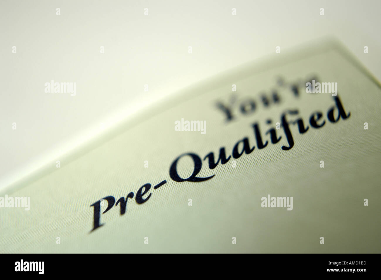 You re Pre qualified upper corner of credit card form Stock Photo - Alamy