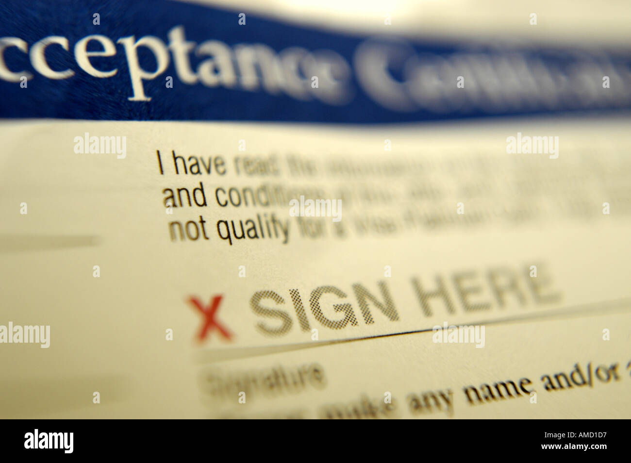 Acceptance form credit card sign here Stock Photo - Alamy