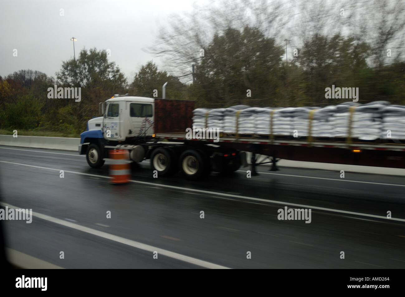 Outside view from moving vehicle highway road sign Stock Photo - Alamy