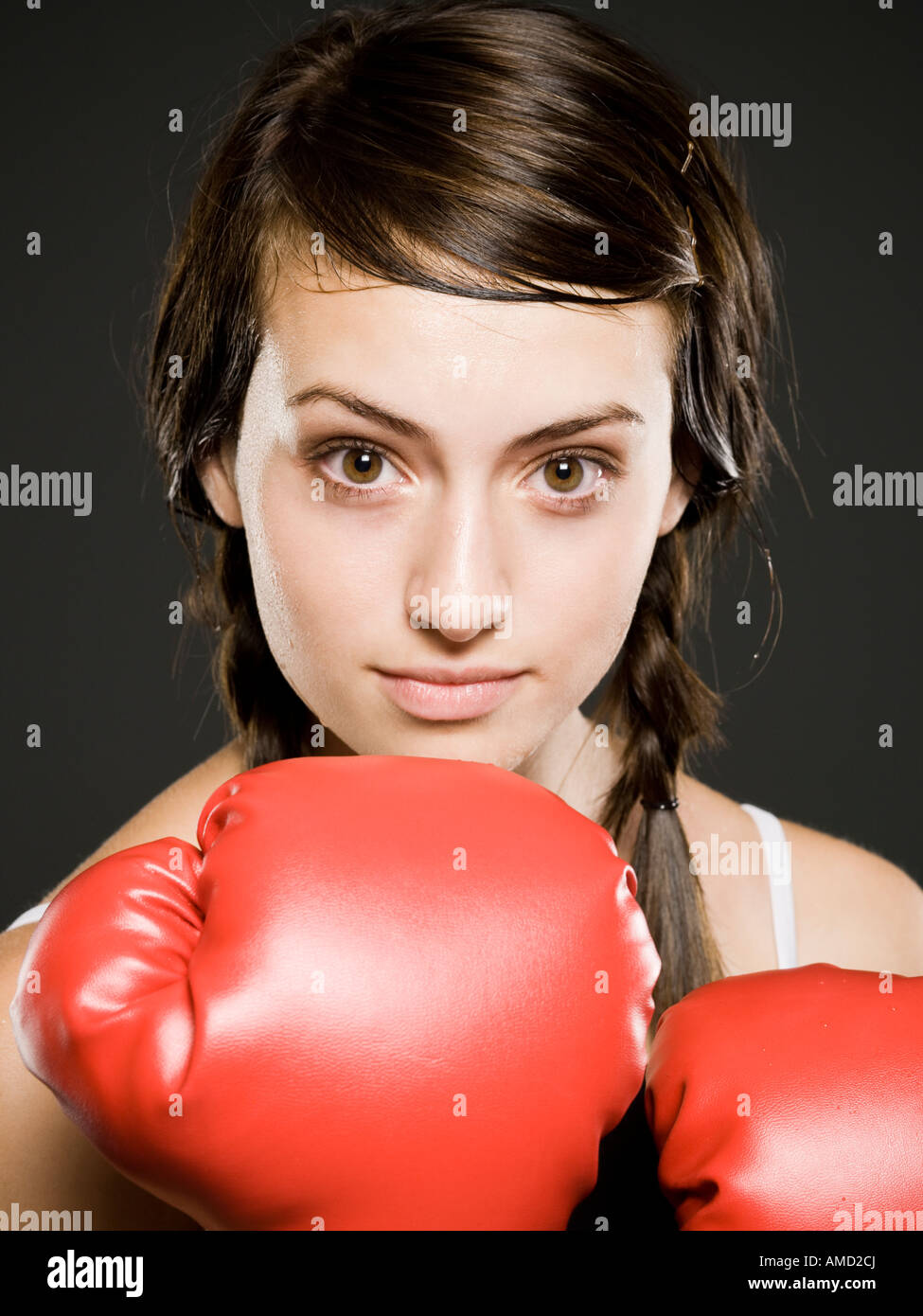 Portrait two sport girl boxing hi-res stock photography and images - Alamy
