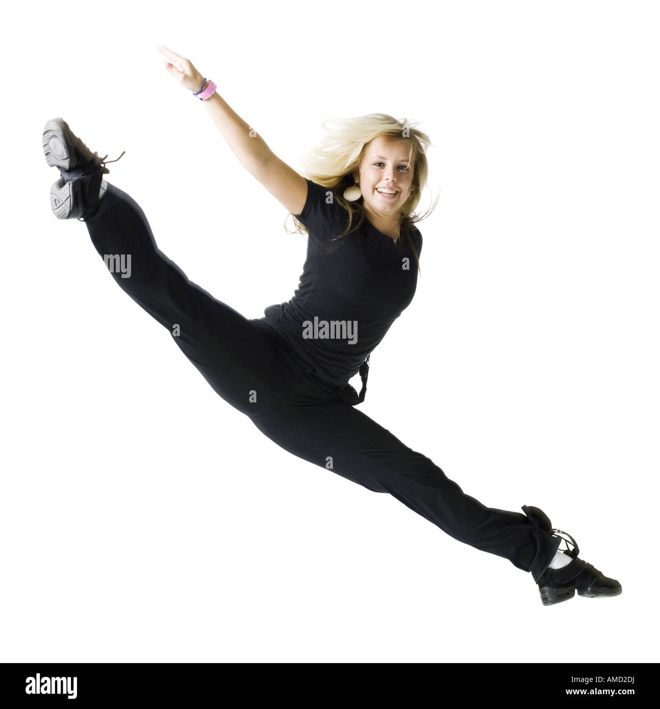 Woman dancing and smiling Stock Photo - Alamy