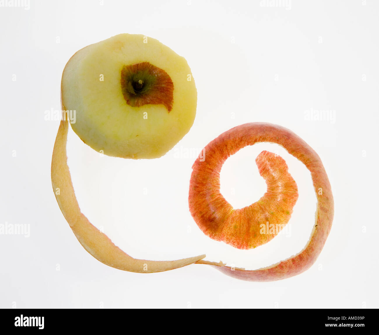 Apple Peeled top view Stock Photo - Alamy
