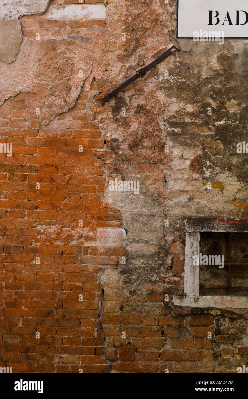 Building detail with window and bad sign Stock Photo - Alamy